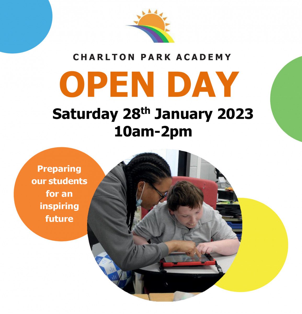 CPA Spring Open Day, Sat 28th January 2023 10am-2pm - Charlton Park Academy
