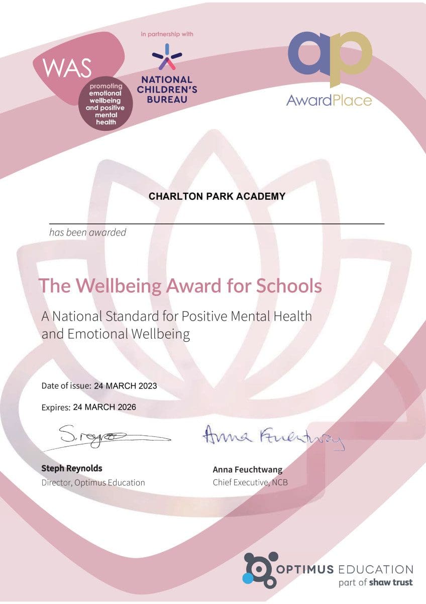 School Wellbeing Award - Charlton Park Academy